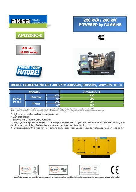 APD250C-6 - AKSA Power Generation