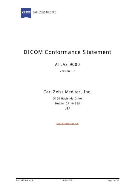 DICOM Conformance Statement - Carl Zeiss, Inc.
