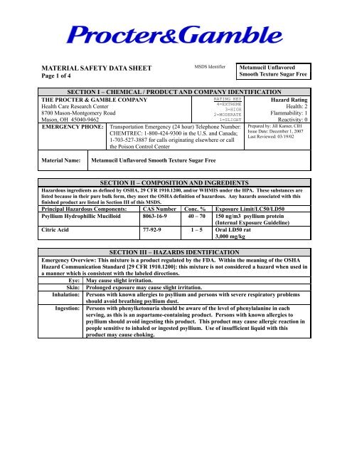 MSDS-English - P&G Product Safety