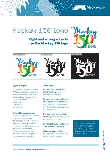 Right and wrong ways to use the Mackay 150 logo