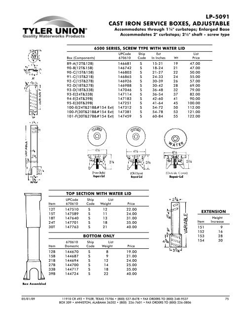 LP-5091 CAST IRON SERVICE BOXES, ADJUSTABLE - Tyler Union