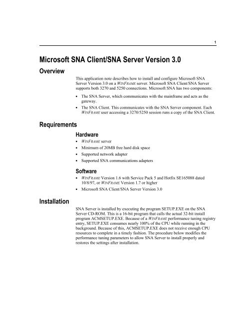 Microsoft SNA Client/SNA Server Version 3.0 Overview