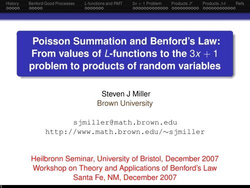 Poisson Summation and Benford's Law: From values of L-functions ...