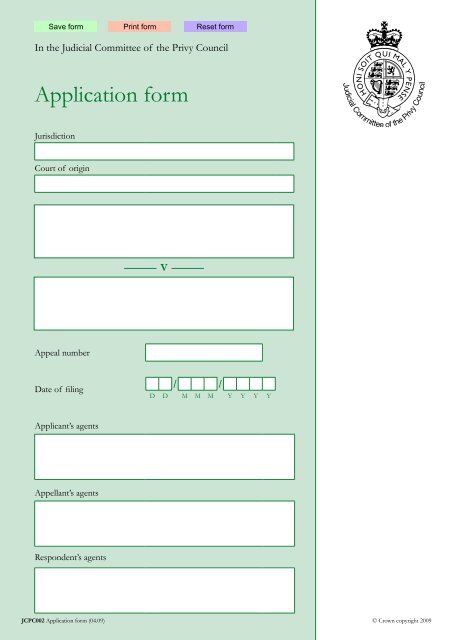 JCPC002 - Application form - Judicial Committee of the Privy Council
