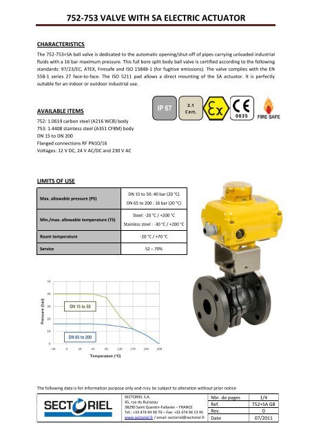 752-753 valve with sa electric actuator
