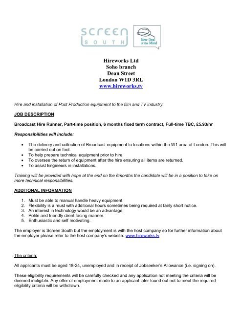 Job Description - Screen South