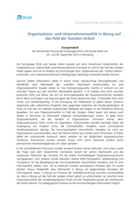 Kurzprotokoll - DGSA