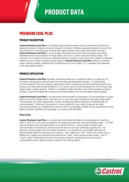PRODUCT DATA - Castrol TDS