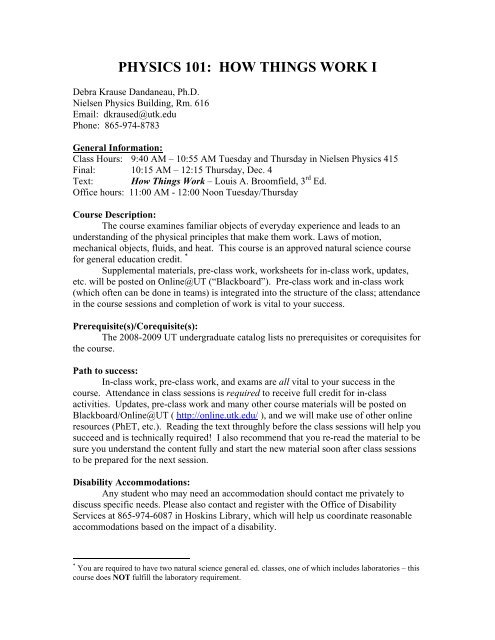 PHYSICS 101: HOW THINGS WORK I