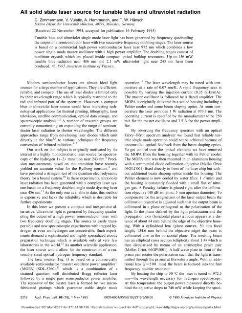 All solid state laser source for tunable blue and ultraviolet radiation