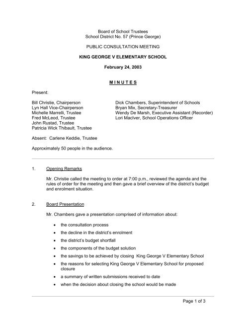 King George V Elementary - School District No. 57 (Prince George)