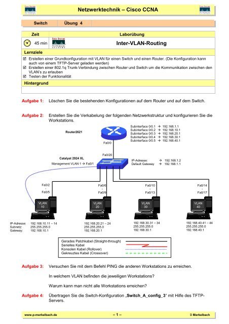 Uebung 4 - Inter-VLAN-Routing.pdf - von P. Merkelbach Uebung 4 - Inter-VLAN-Routing.pdf - von P. Merkelbach