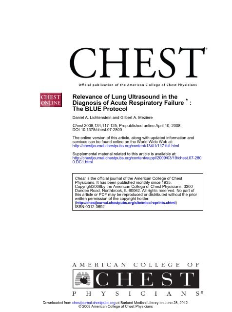 The BLUE Protocol :* Diagnosis of Acute ... - Critical Care Medicine