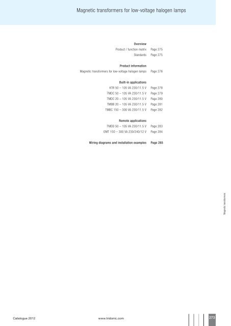 Magnetic transformers for low-voltage halogen lamps