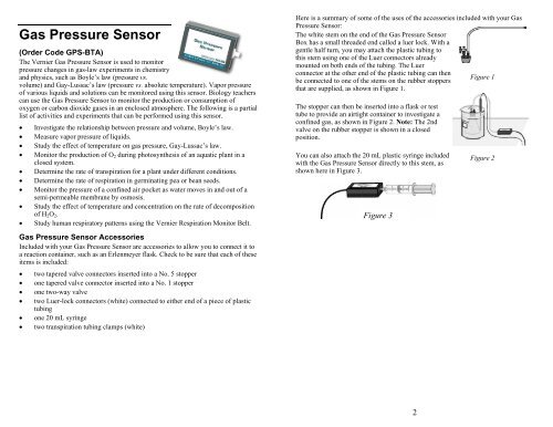 Gas Pressure Sensor - Vernier Software & Technology