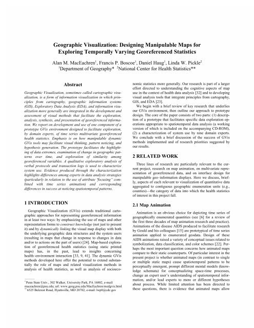 Geographic Visualization: Designing ... - GeoVISTA Center