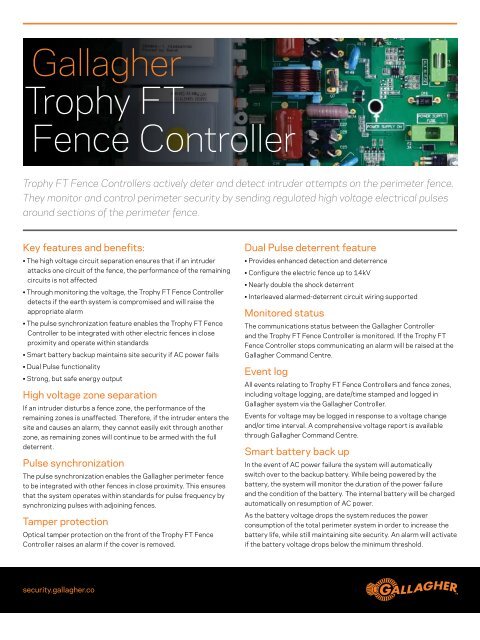 Gallagher Trophy FT Fence Controller - Gallagher Security