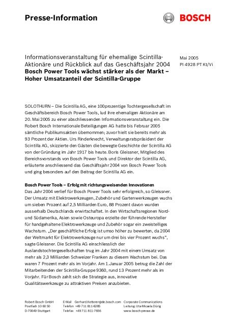 Presse-Information - Scintilla AG