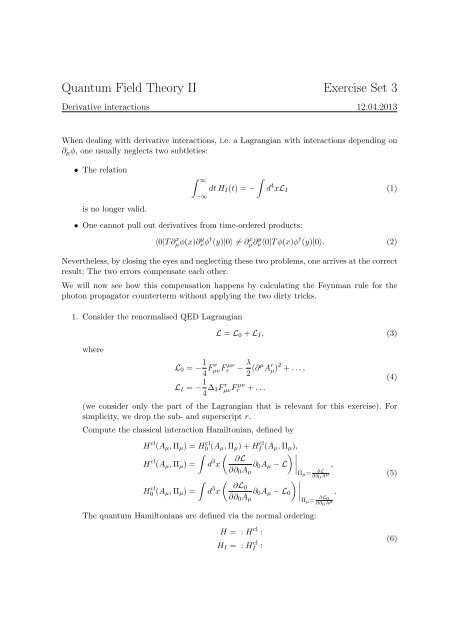 Quantum Field Theory II Exercise Set 3