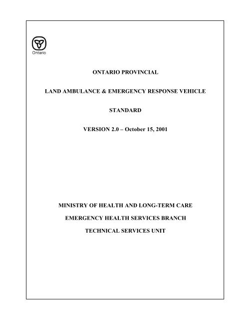 Ontario Provincial Land Ambulance & Emergency Response ...