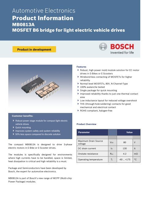Automotive Electronics Product Information - Bosch Semiconductors ...