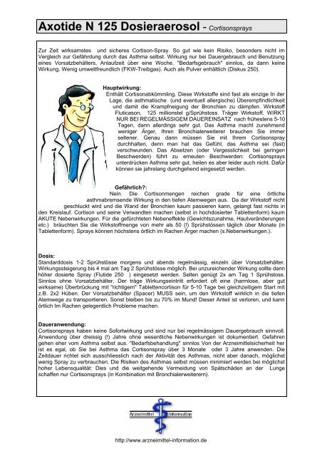 Axotide N 125 Dosieraerosol - Cortisonsprays