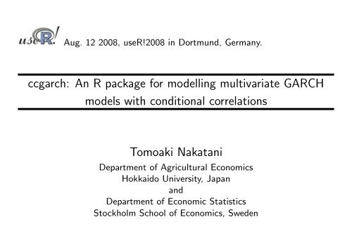 ccgarch: An R package for modelling multivariate GARCH models ...