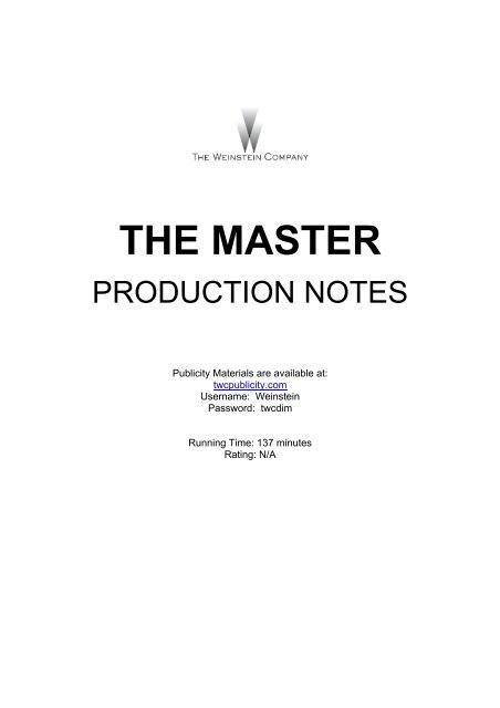 "The Master" production notes (PDF) - In70mm.com