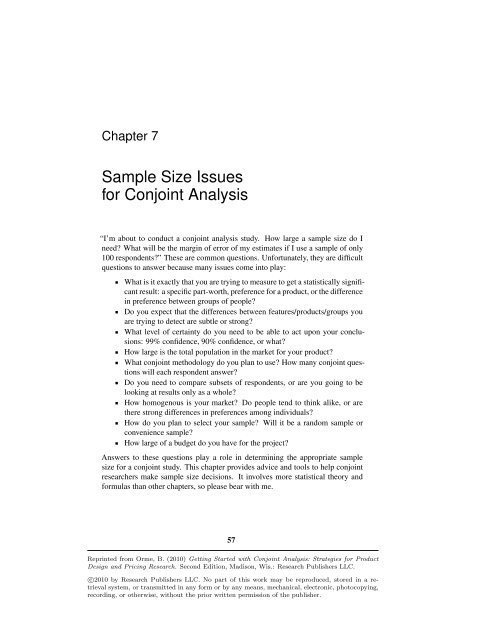 Sample Size Issues for Conjoint Analysis - Sawtooth Software, Inc.