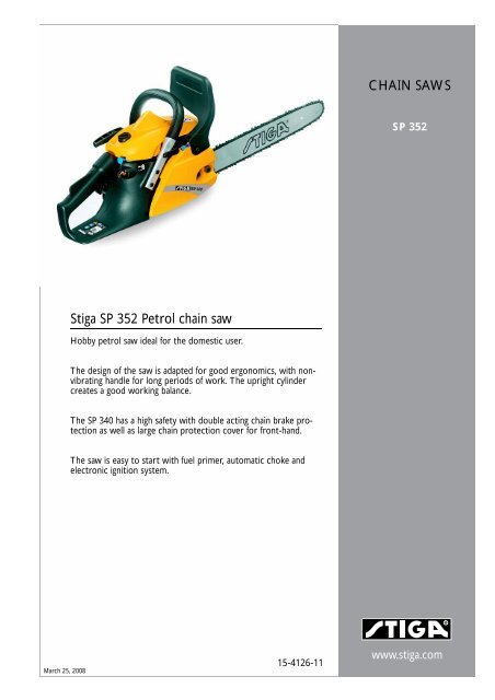 Stiga SP 352 Petrol chain saw CHAIN SAWS - Stiga.org