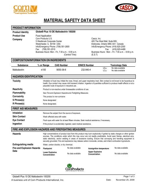 MATERIAL SAFETY DATA SHEET - LD Carlson Co.