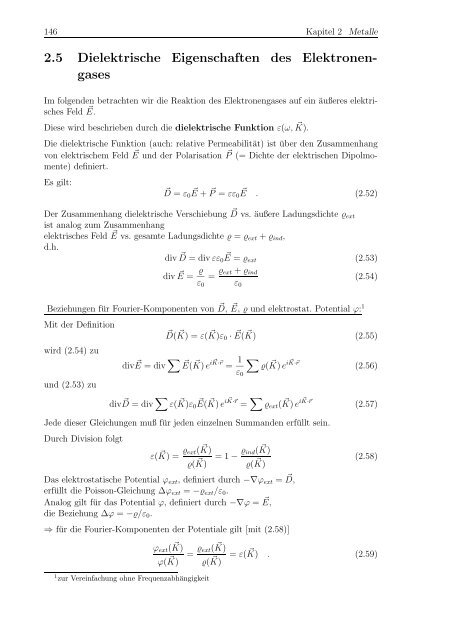2.5 Dielektrische Eigenschaften des Elektronen- gases