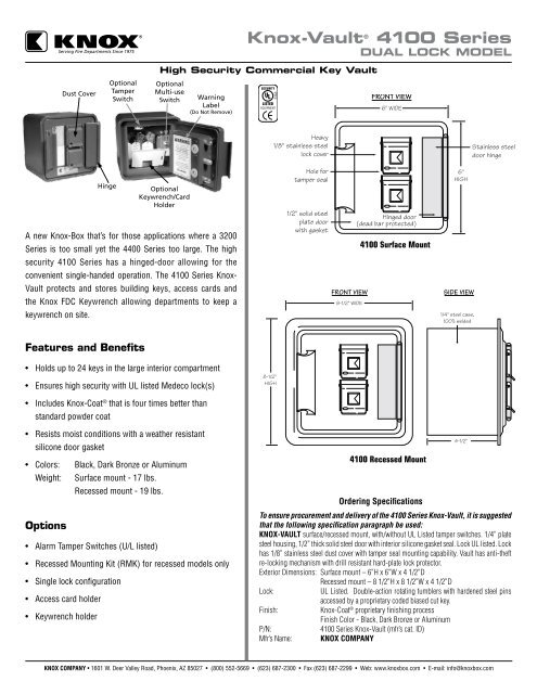 4100 Series Dual Lock Spec Sheet - Knox Box