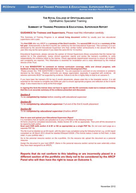 Educational Supervisors Report