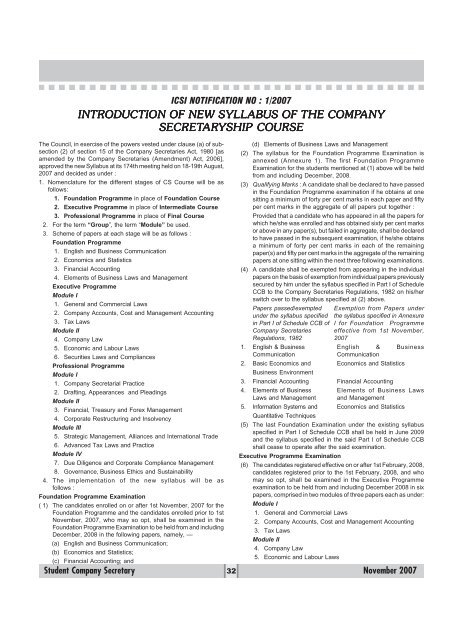 INTRODUCTION OF NEW SYLLABUS OF THE ... - Management