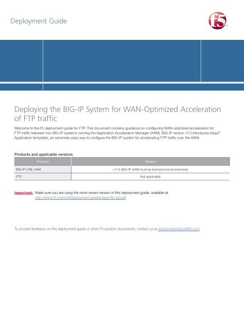 FTP acceleration - F5 Networks