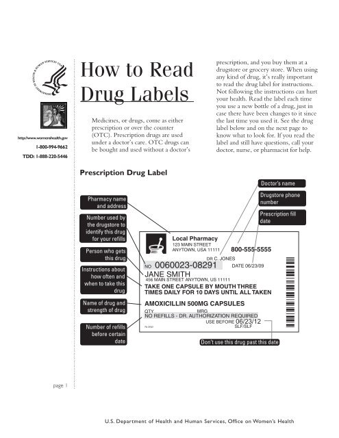 How to Read Drug Labels - WomensHealth.gov