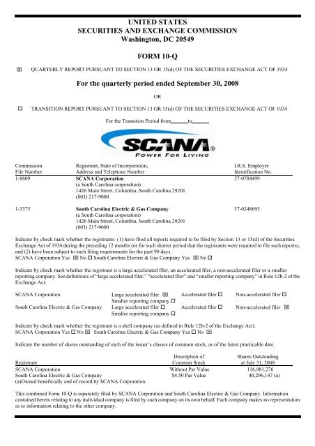 Q3 - SCANA Corporation