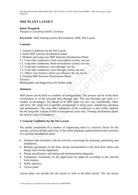 MSF Plant Layout - Encyclopedia of Desalination and Water ...