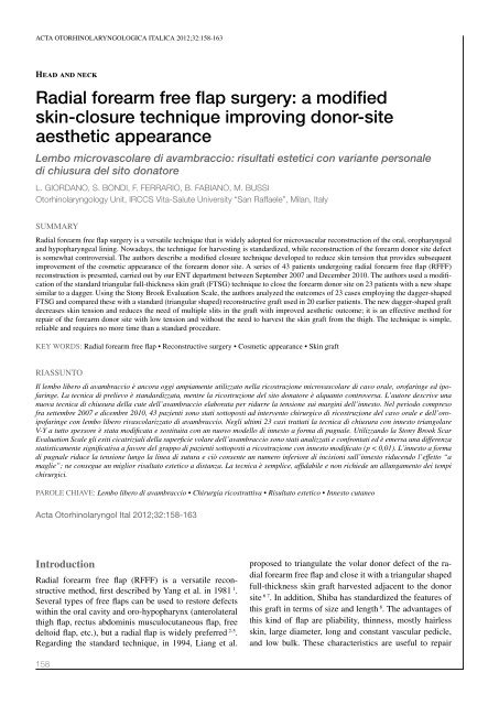 Radial forearm free flap surgery: a modified skin-closure technique ...