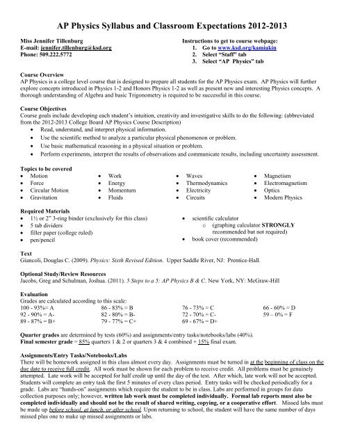 AP Physics Syllabus 2012-2013