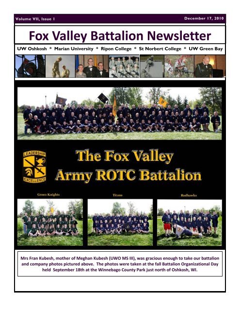 Fox Valley Battalion Newsletter - University of Wisconsin Oshkosh