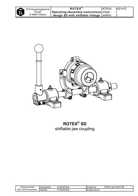 ROTEX SD shiftable jaw coupling - KTR Kupplungstechnik GmbH