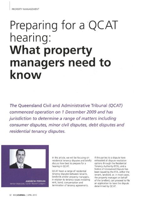 Preparing for a QCAT hearing - Carter Newell Lawyers