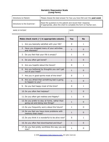 Geriatric Depression Scale (Short Form) - E-Ageing