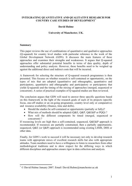 Integrating Quantitative And Qualitative Research For Country Case 