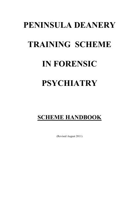 PENINSULA DEANERY TRAINING SCHEME - South West ...