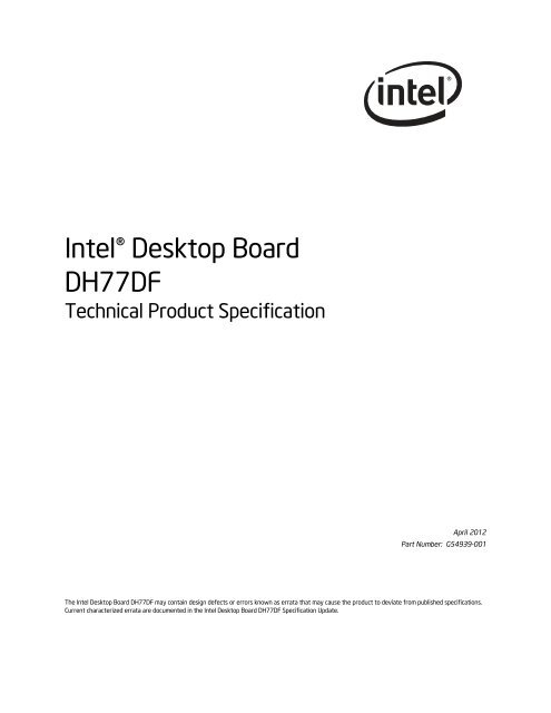 IntelÂ® Desktop Board DH77DF Technical Product ... - Puget Systems