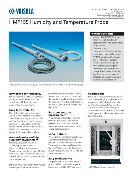 HMP155 Humidity and Temperature Probe - Scottech - Scott ...