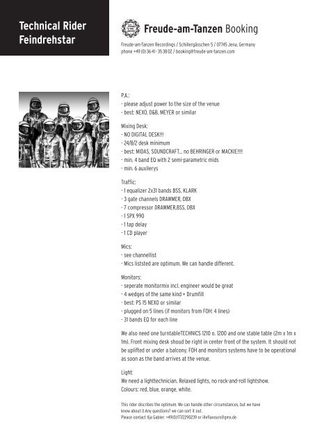 Technical Rider Feindrehstar - SOUND LIGHT CREW hangosÃ­tÃ¡s ...